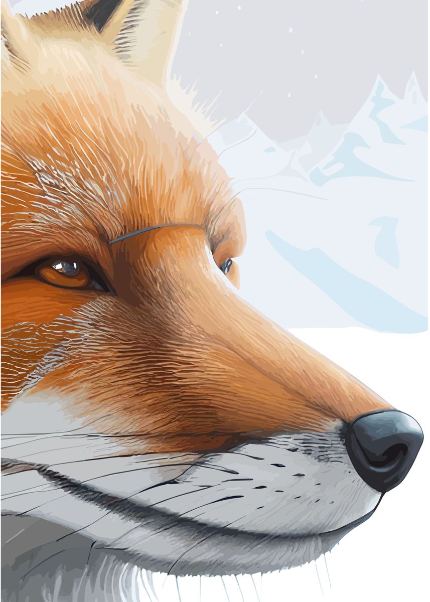 'Face fox' Poster, picture, metal print, paint by Wisnu Harjanta | Displate