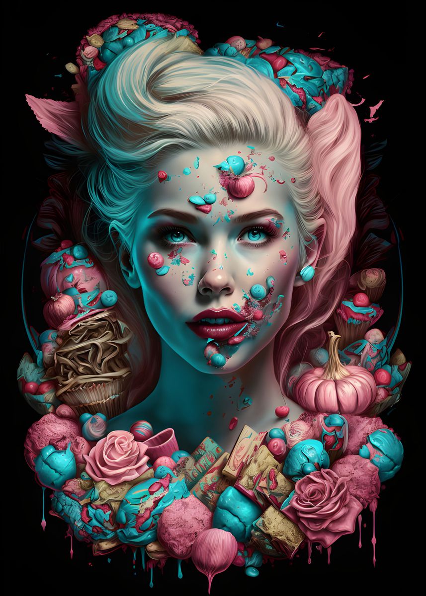 'Candycore Aesthetic Girl' Poster, picture, metal print, paint by ...