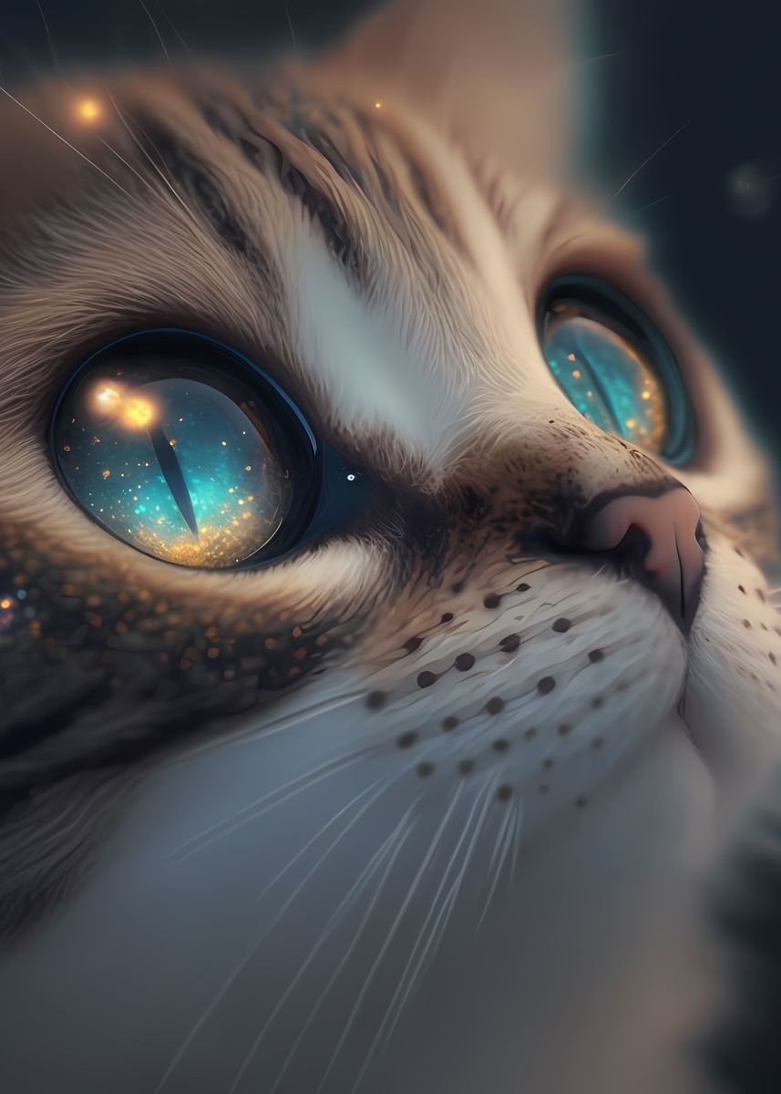 'Fantasy Eye Cat' Poster, picture, metal print, paint by ARB Studio ...