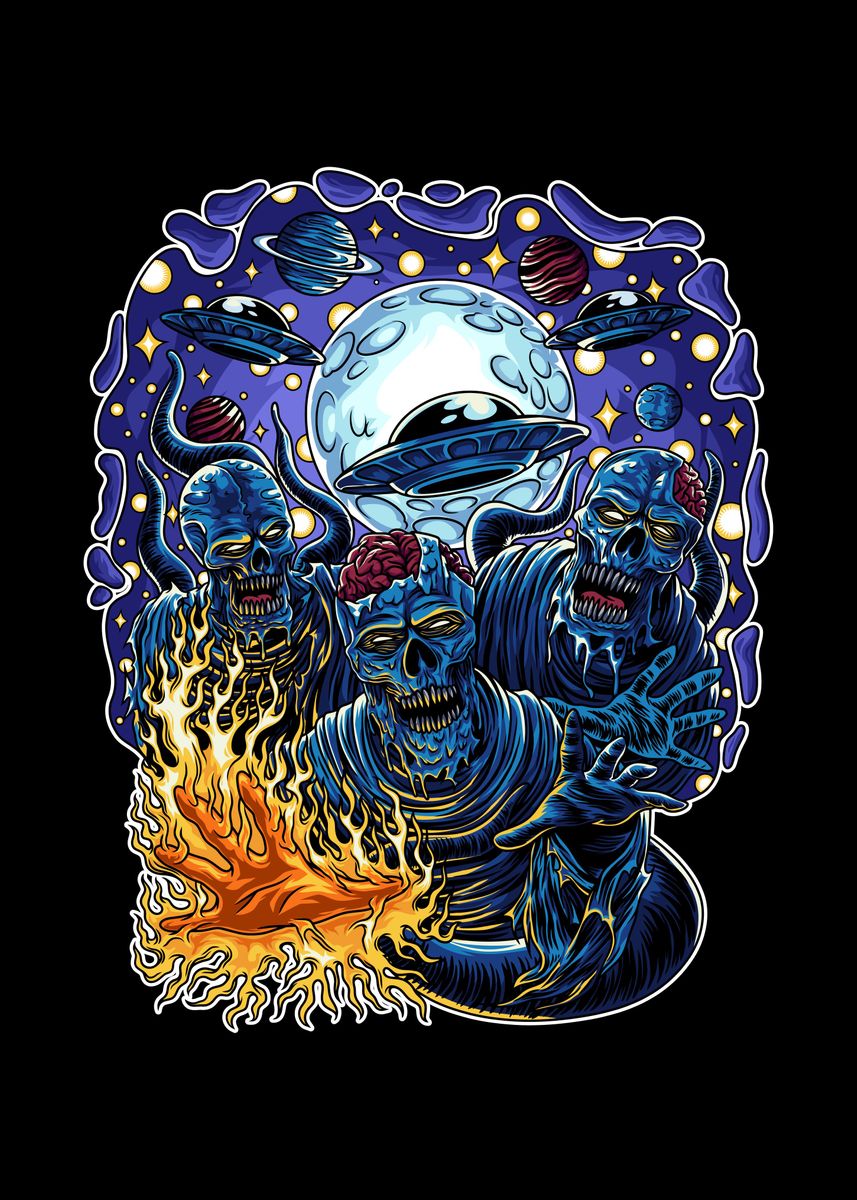 'Alien Zombie Illustration' Poster, picture, metal print, paint by ...
