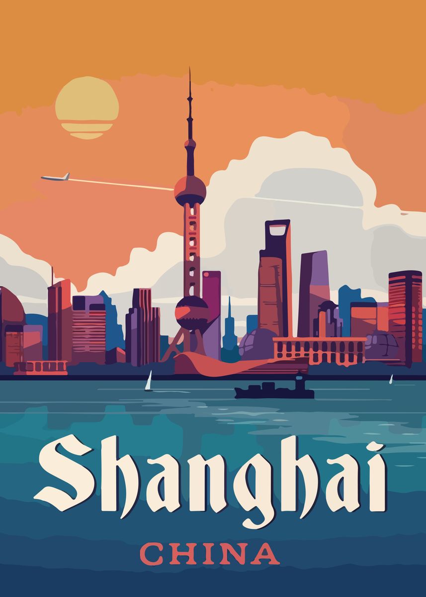 'Travel to shanghai' Poster, picture, metal print, paint by Leonardo ...