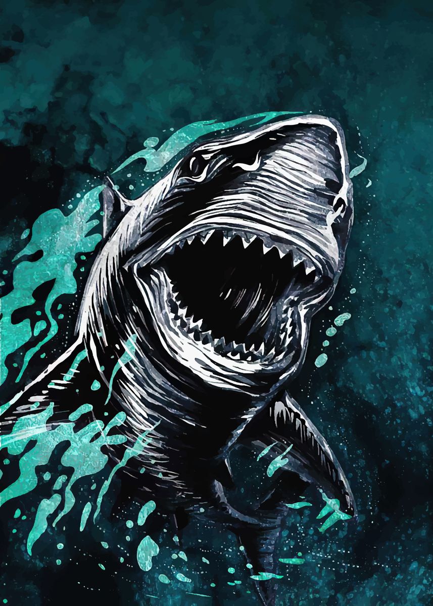 'shark' Poster, picture, metal print, paint by lastd knightd | Displate
