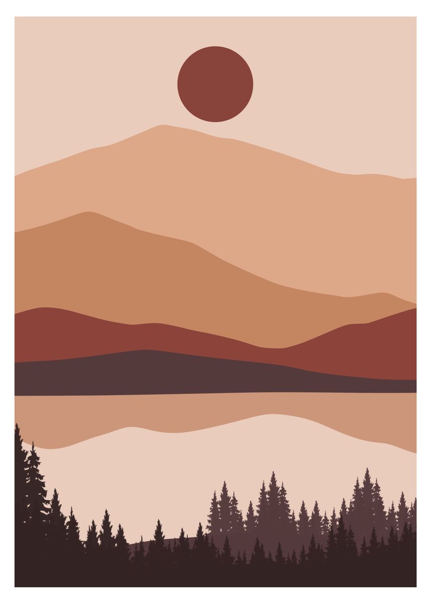 'Modern Landscape With Sun' Poster, picture, metal print, paint by Yess ...