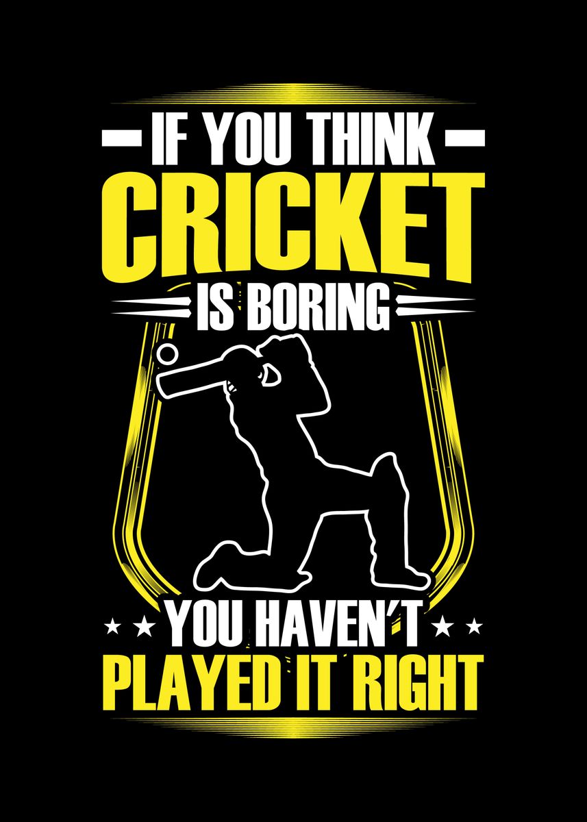 'Cricket is not boring' Poster by BeMi | Displate