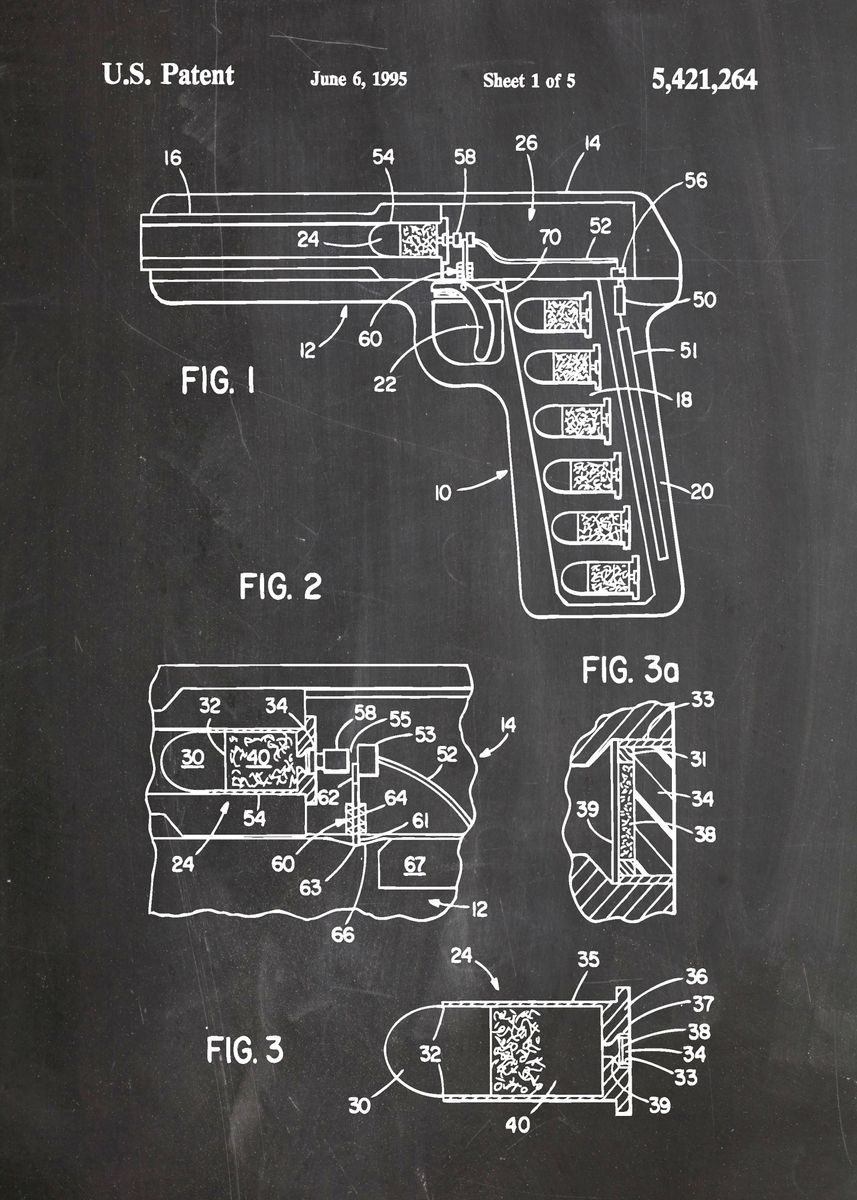 'Firearm cartidge patent' Poster, picture, metal print, paint by ...