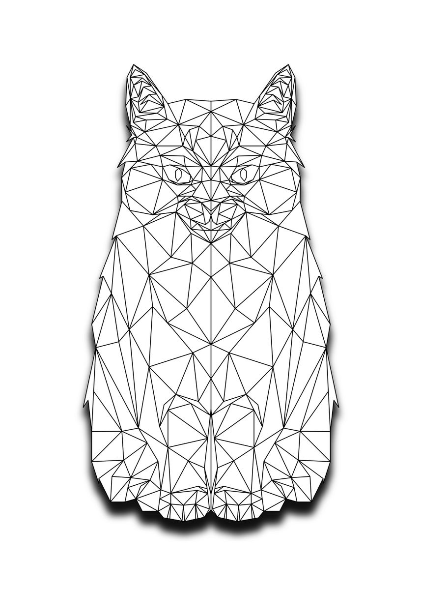 'Cat Lowpoly Wireframe' Poster, picture, metal print, paint by Evanz ...