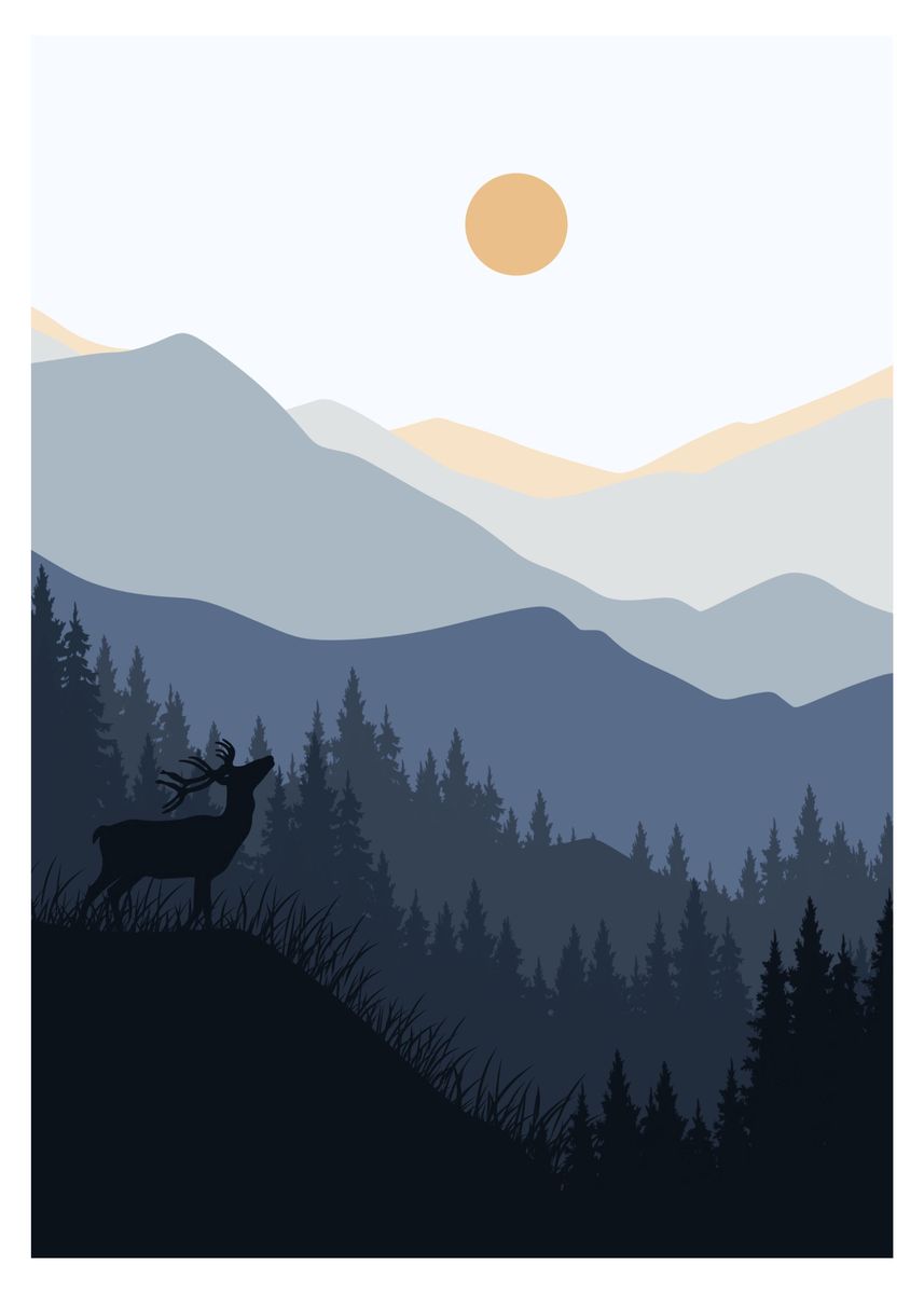 'Modern Landscape With Sun' Poster, picture, metal print, paint by Yess ...