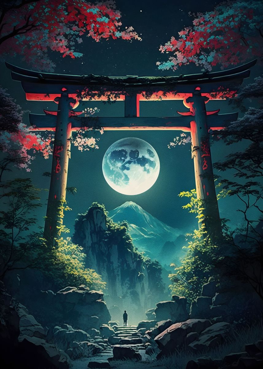 'Moonlight blue light' Poster, picture, metal print, paint by Muhammad ...