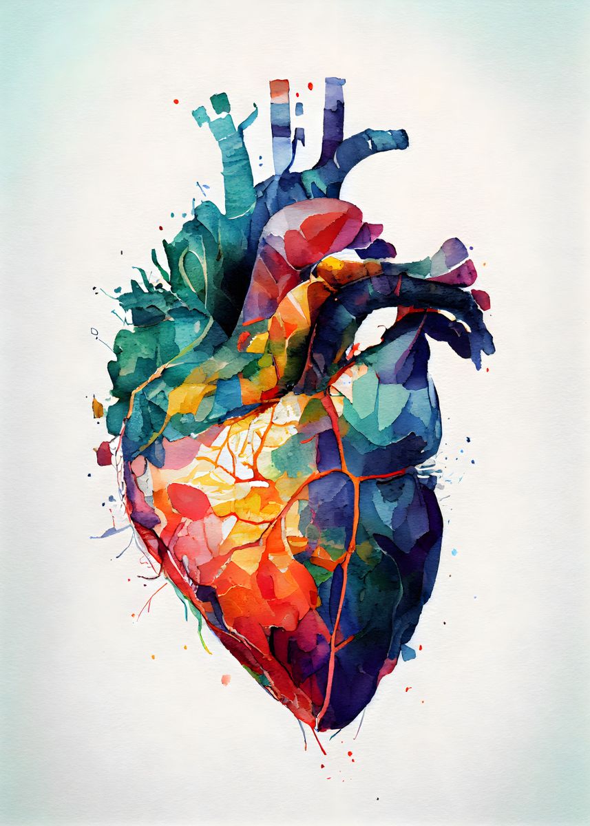 'Colorful Human Heart' Poster, picture, metal print, paint by Zanoozi ...