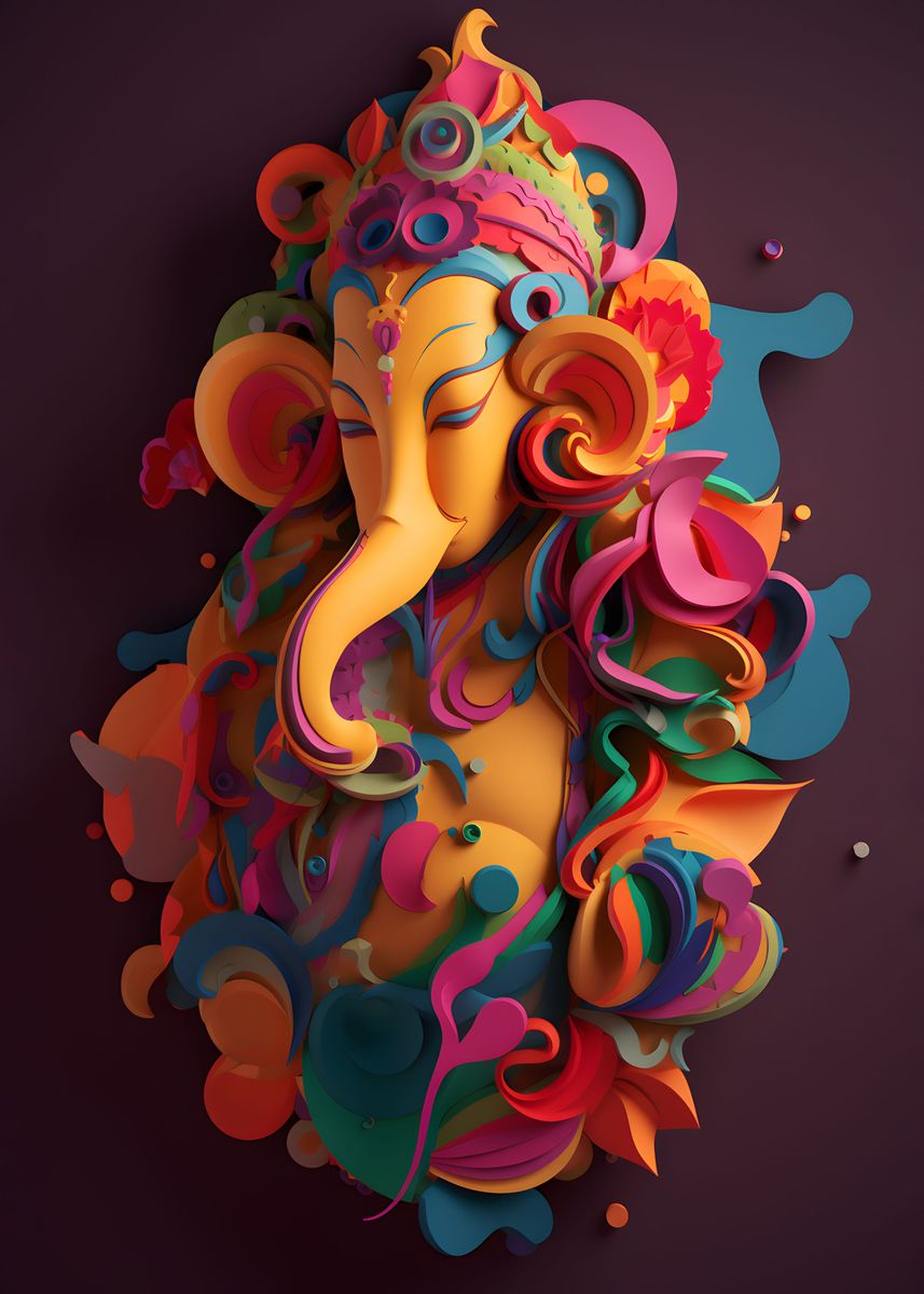 'Ganesha god of art paper ' Poster by Nathapol Boonmangmee | Displate