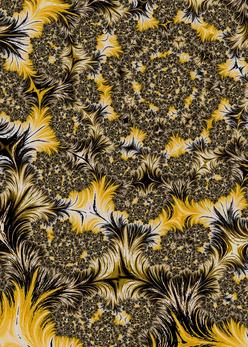 'Trippy Bold Yellow Fractal' Poster, picture, metal print, paint by ...