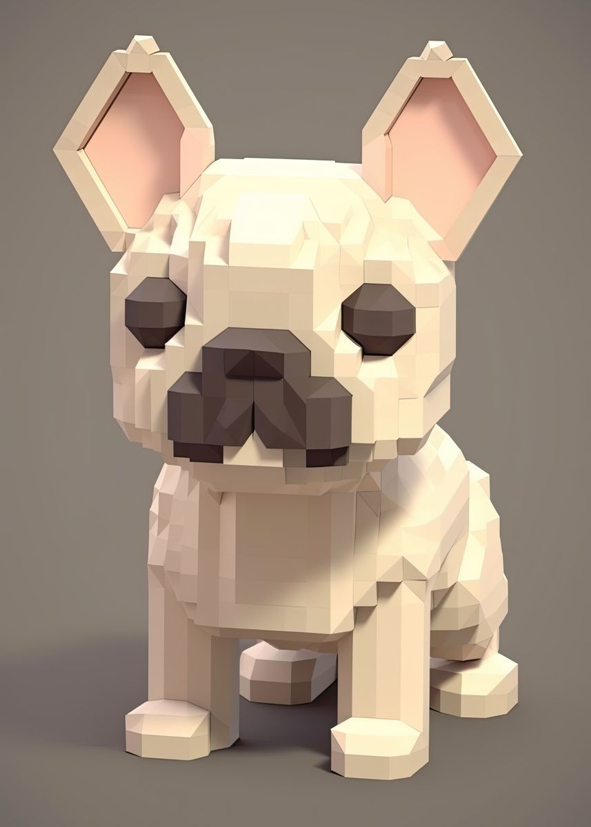 'Cream French Bulldog 8bit' Poster, picture, metal print, paint by PetPrints | Displate