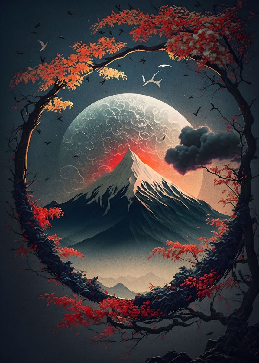 'Magic root and mount fuji' Poster by Muhammad Irsan | Displate