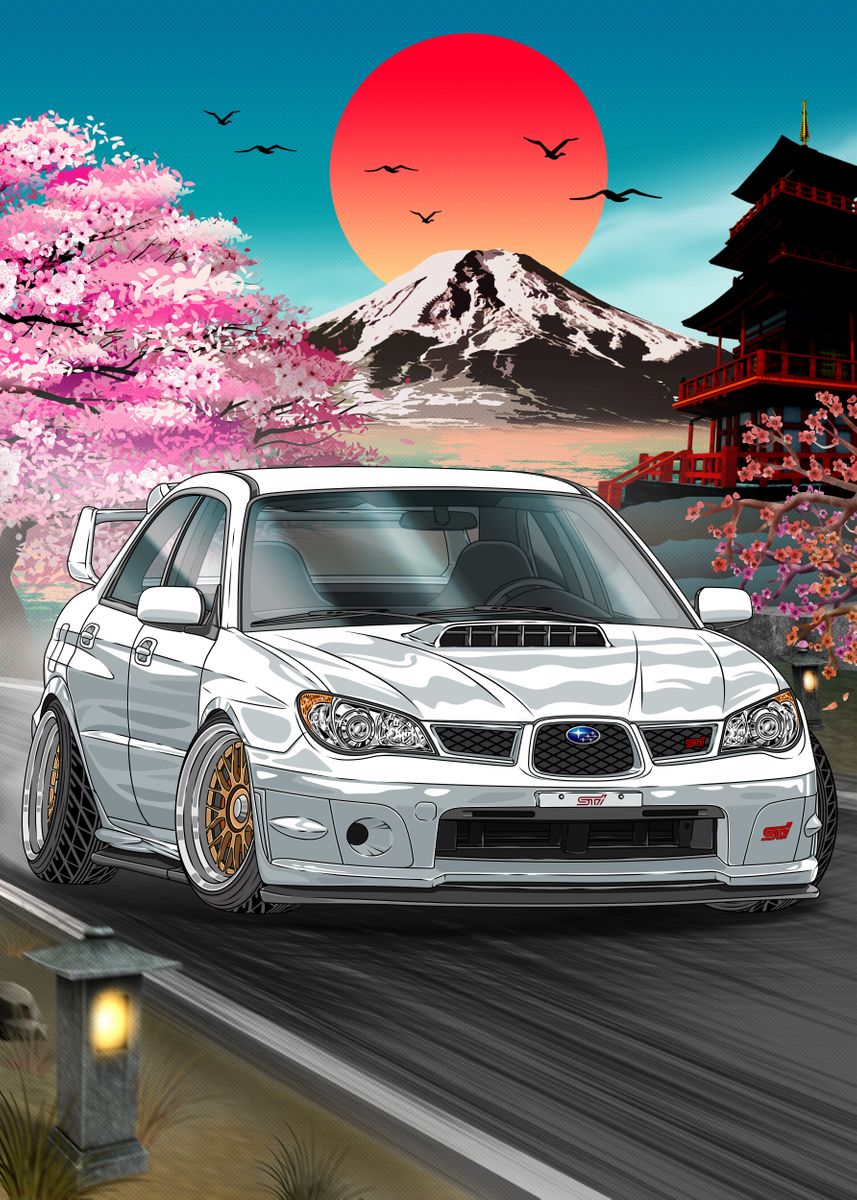 'Subie Impreza WRX Hawk Eye' Poster, picture, metal print, paint by Navin Guyvit | Displate