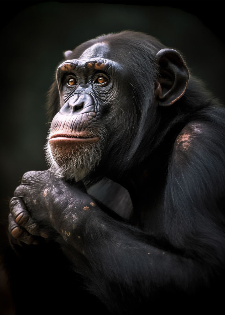 'Intelligent Chimpanzee' Poster, picture, metal print, paint by ...
