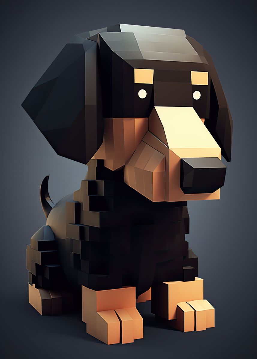 'Dachshund 8bit Pixel ' Poster, picture, metal print, paint by ...