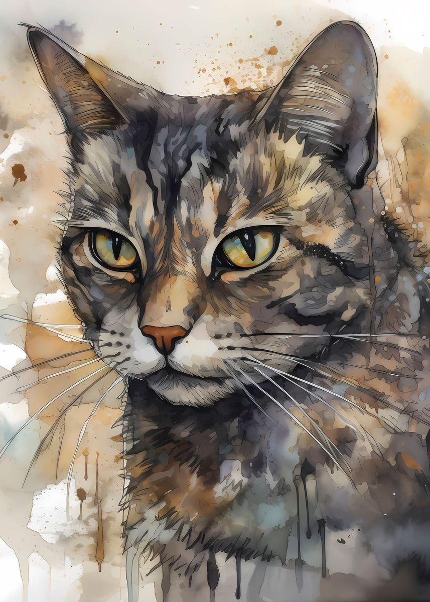 'Cat' Poster, picture, metal print, paint by Ansor Art Alum | Displate