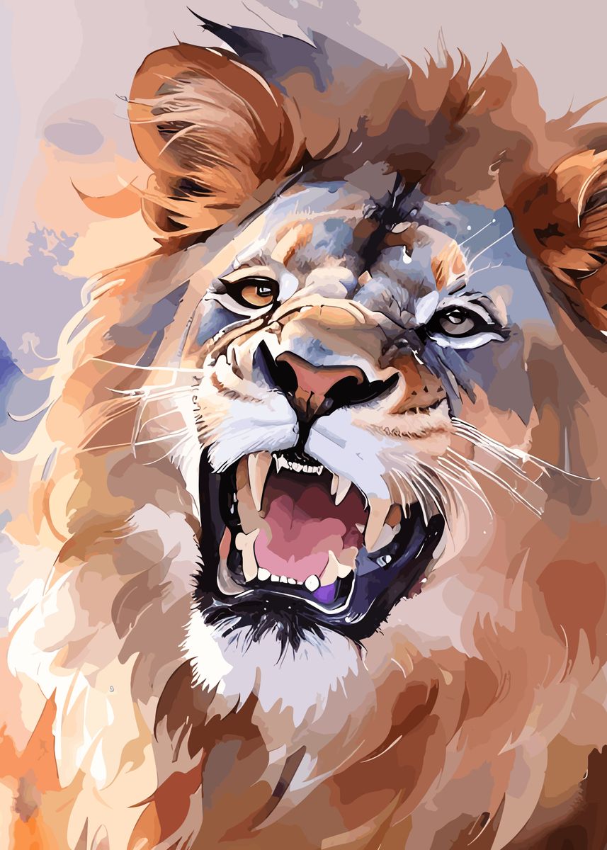 'Lion' Poster, picture, metal print, paint by Wisnu Harjanta | Displate