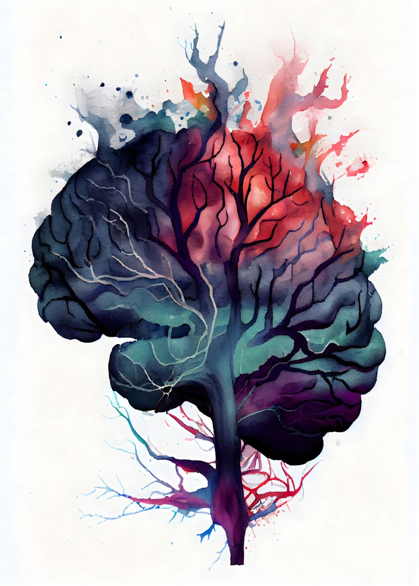'Colorful Human Brain' Poster, picture, metal print, paint by Zanoozi ...