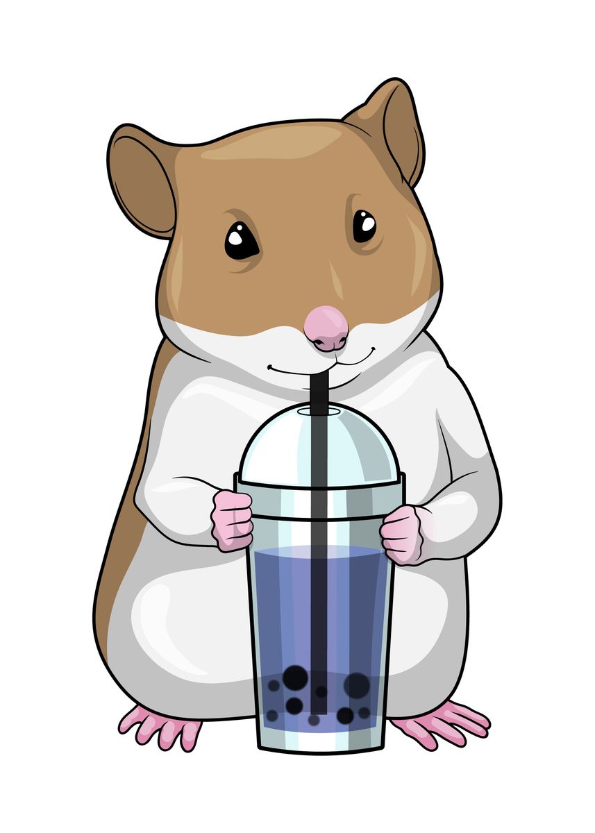 'Hamster Boba tea' Poster, picture, metal print, paint by Markus ...