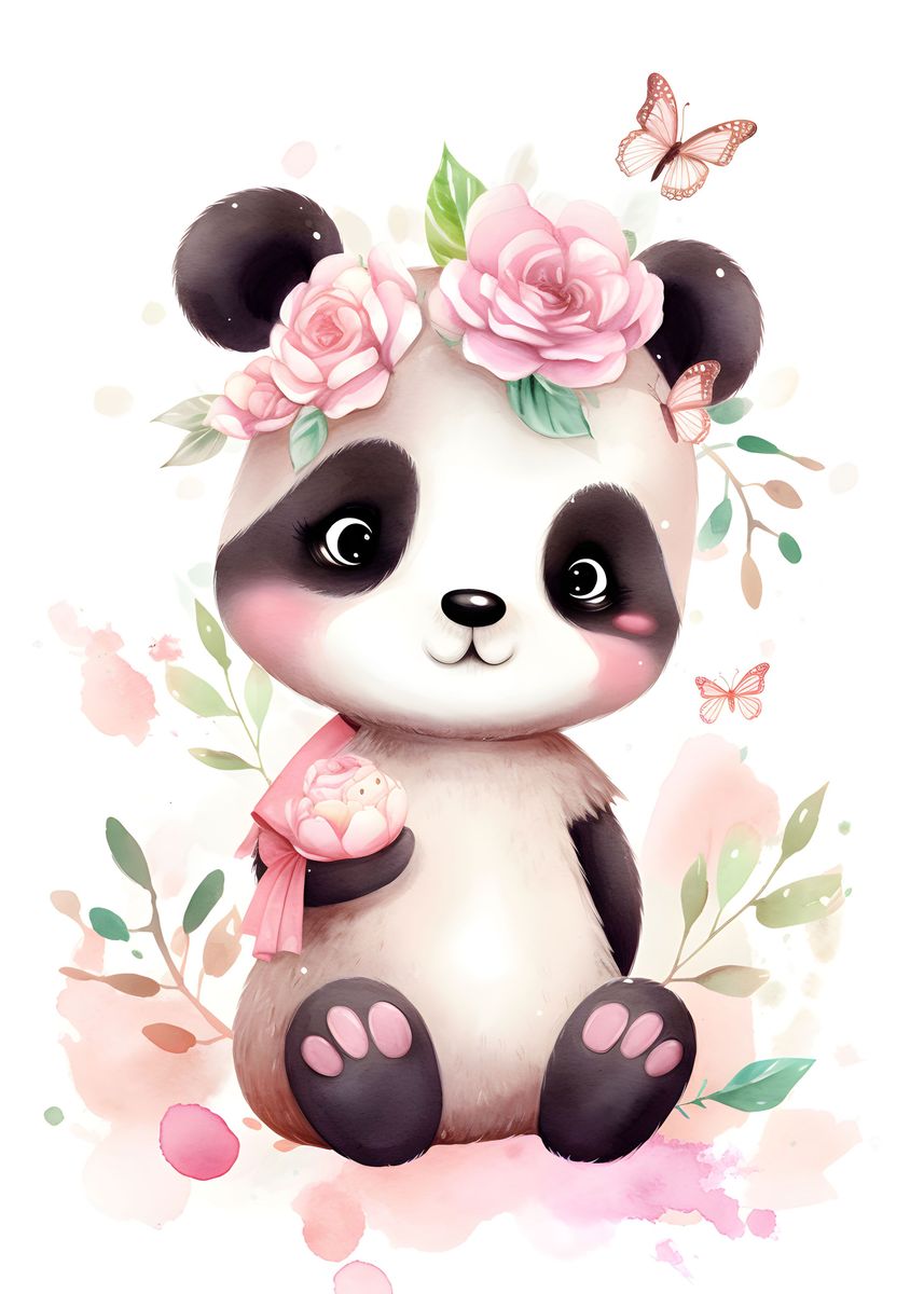 'Baby Panda' Poster, picture, metal print, paint by Sambel Pedes | Displate