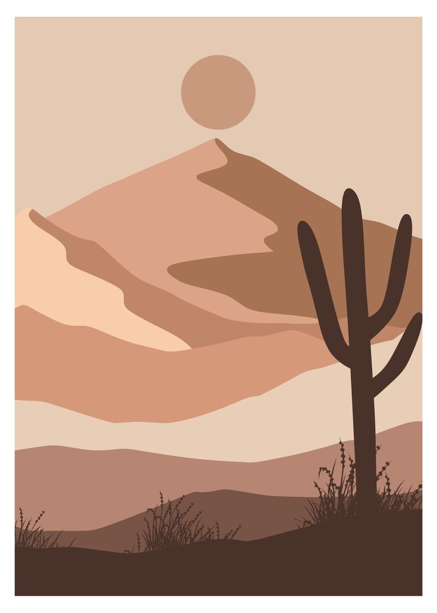 'Modern Landscape With Sun' Poster, picture, metal print, paint by Yess ...
