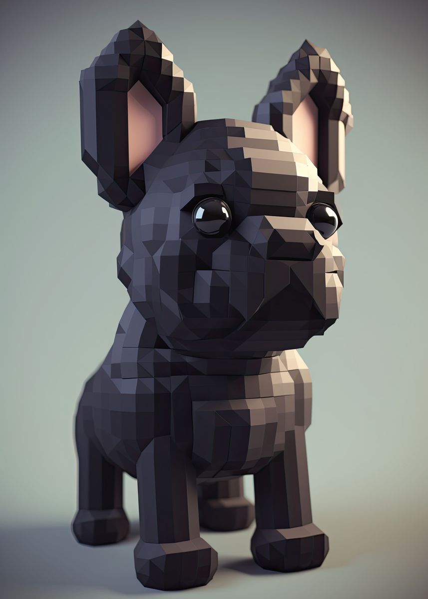 'French Bulldog 8bit' Poster, picture, metal print, paint by PetPrints ...