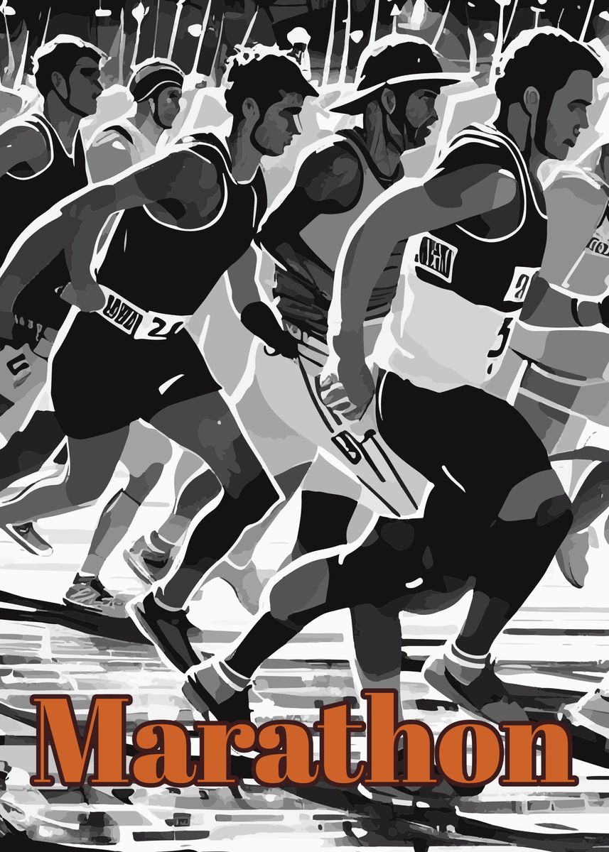 'Marathon' Poster, picture, metal print, paint by Portokalis | Displate