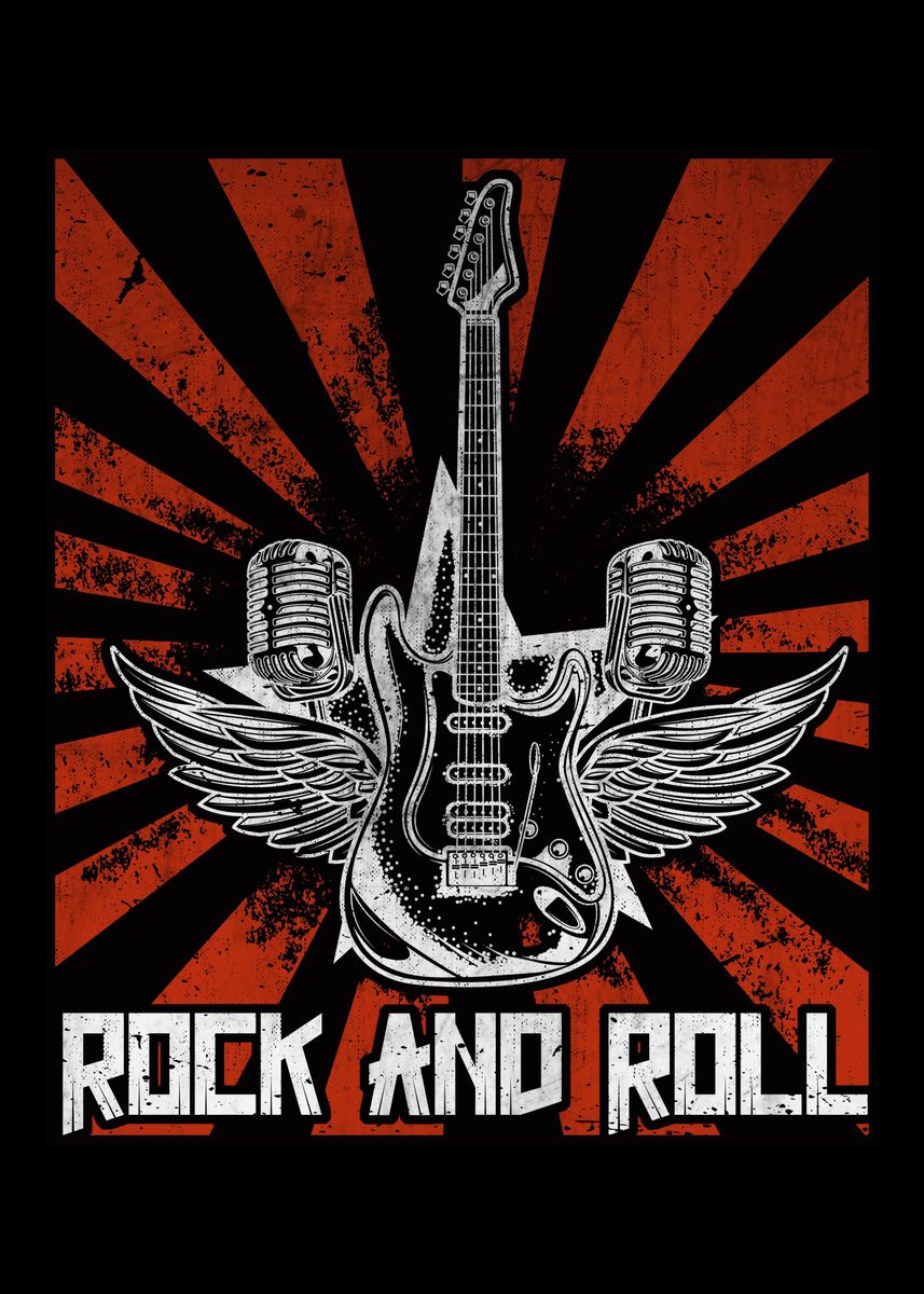 'Retro Rock and Roll' Poster, picture, metal print, paint by professionaldesigns | Displate