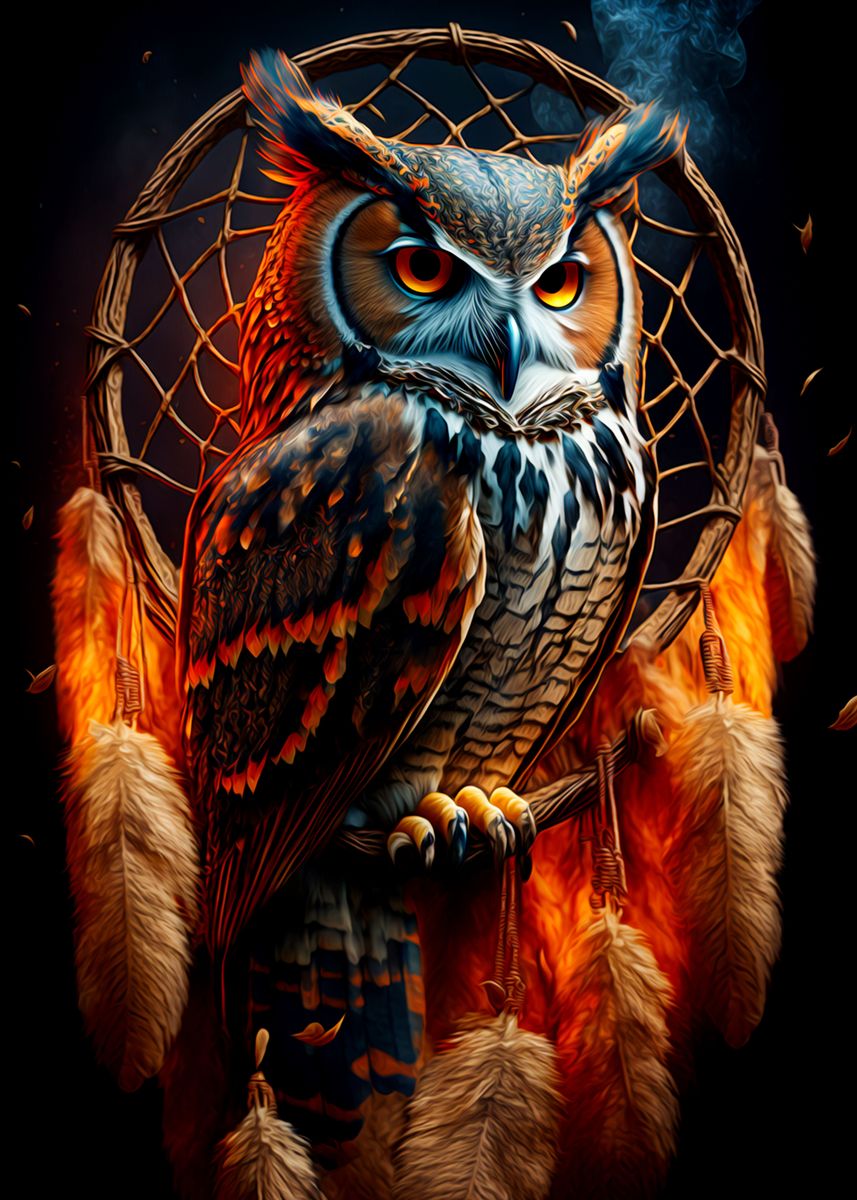 'Dreamcatcher Owl' Poster, picture, metal print, paint by culinal dual ...