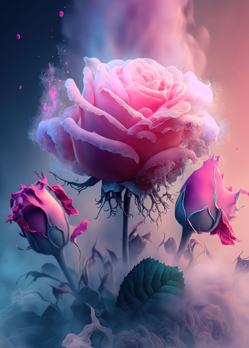 'pink roses ' Poster, picture, metal print, paint by deidrera cheal ...