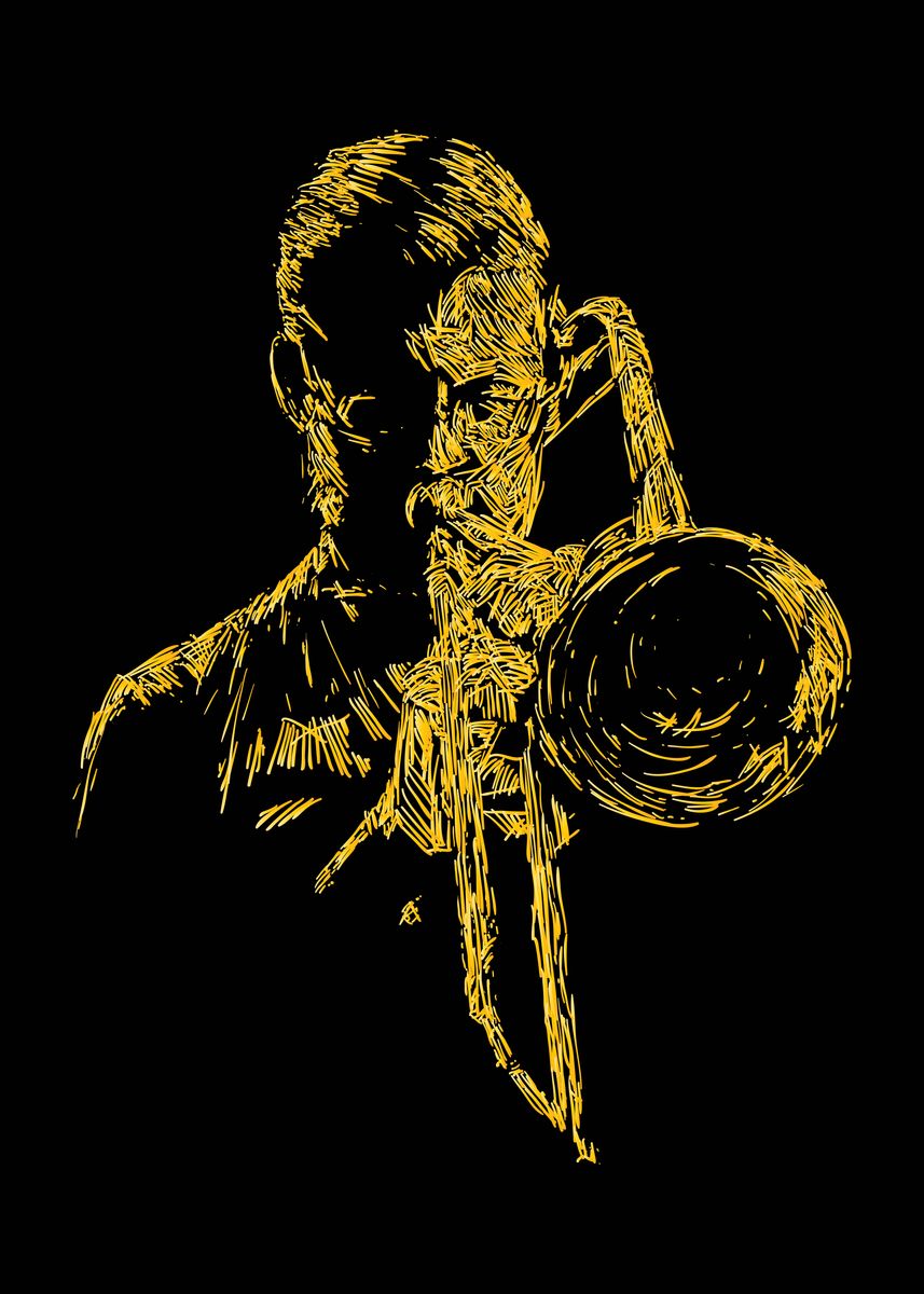 'trumpet' Poster, picture, metal print, paint by Trending Music Retro ...