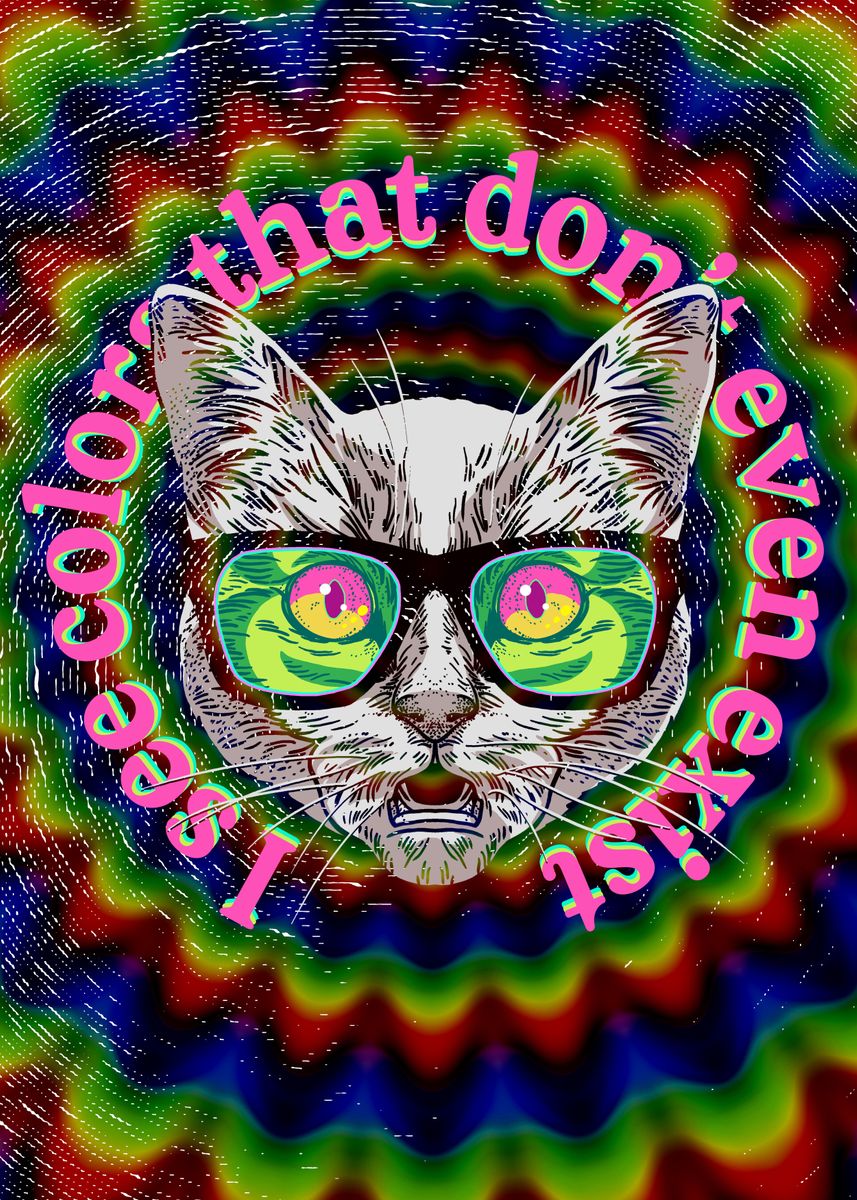 'Psyched Cats' Poster, picture, metal print, paint by Anthony Brian ...