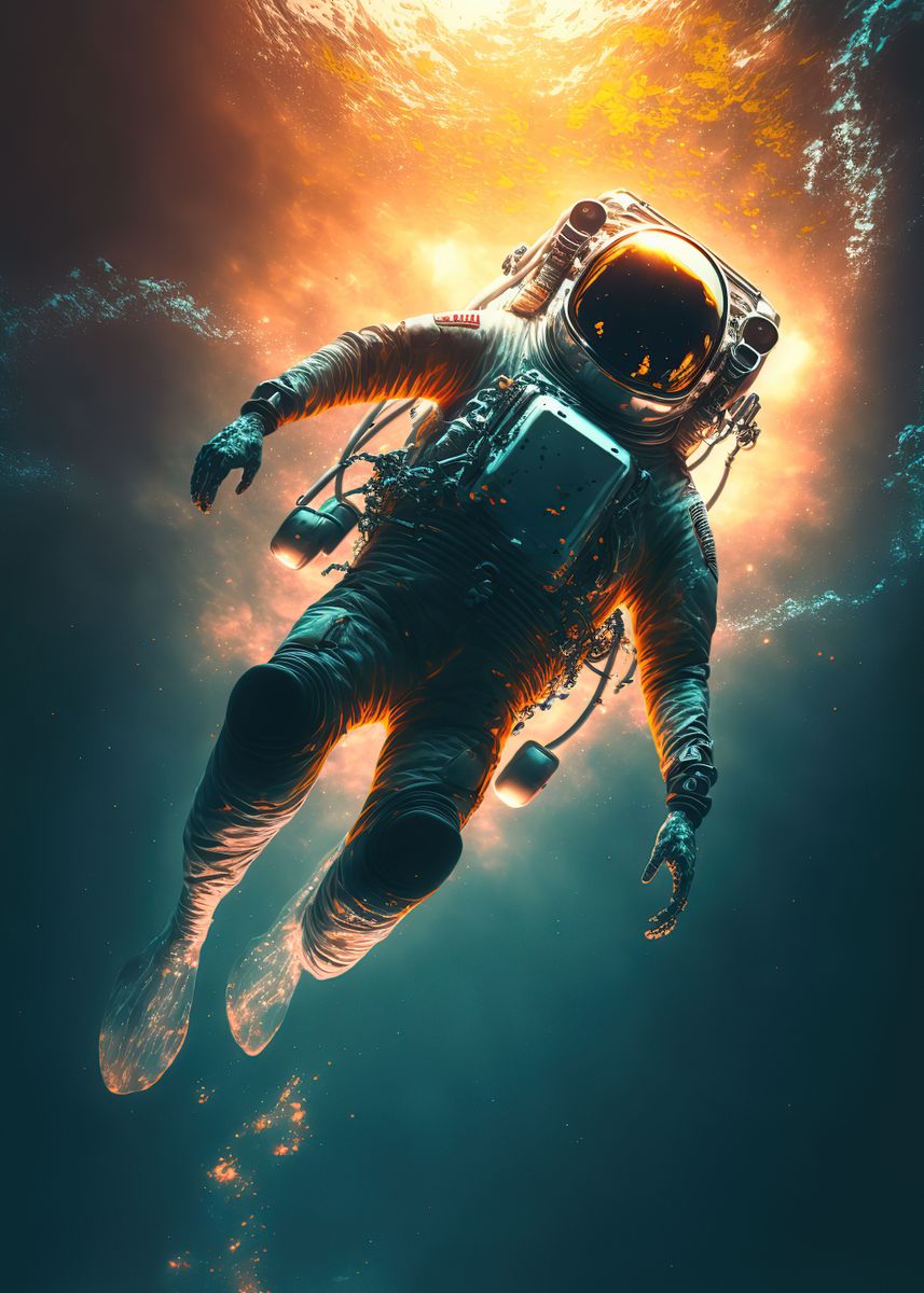 'Astronaut in the ocean' Poster, picture, metal print, paint by Ahmet ...