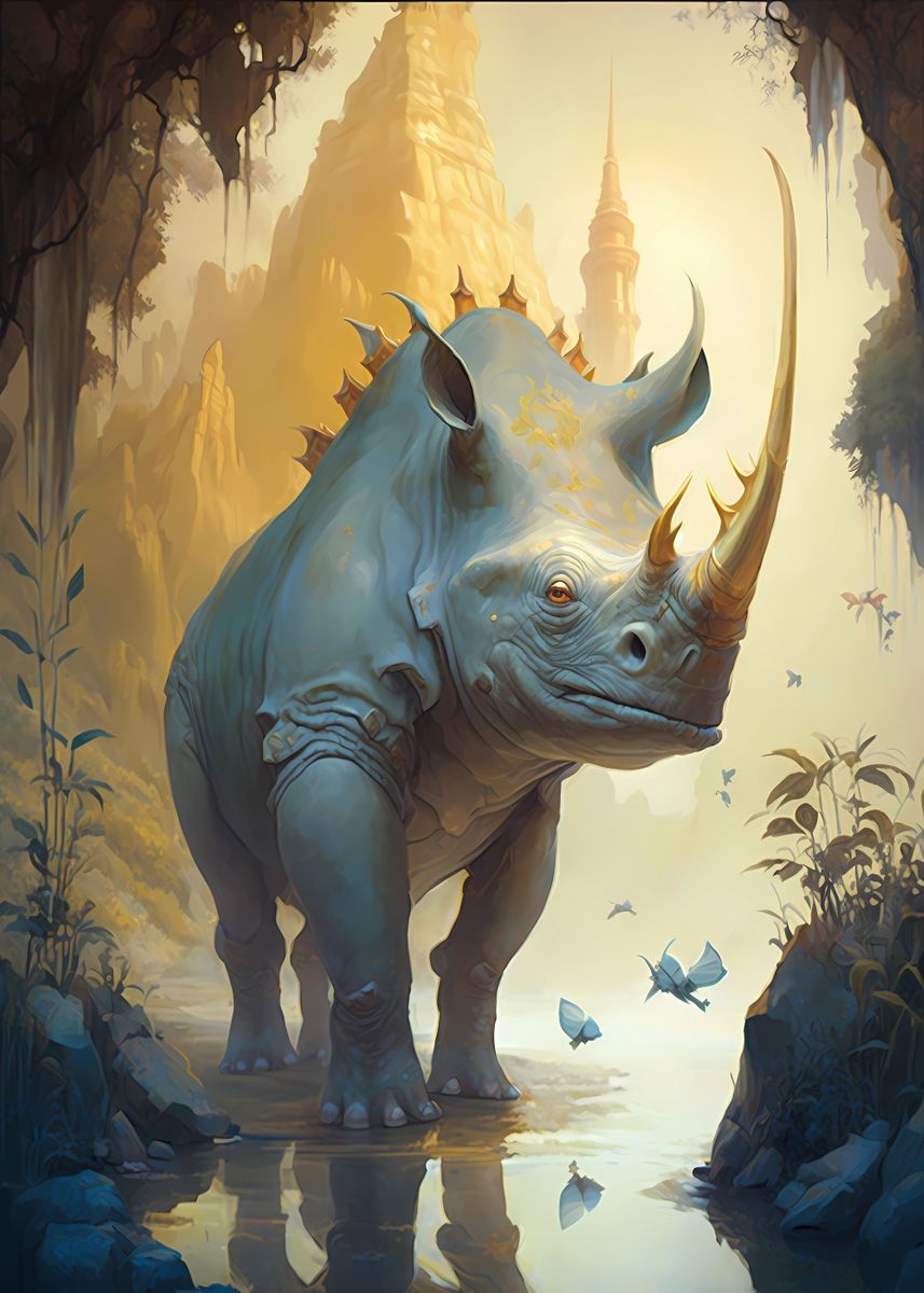 'Rhino Mythic creatures' Poster, picture, metal print, paint by Jaydyn ...