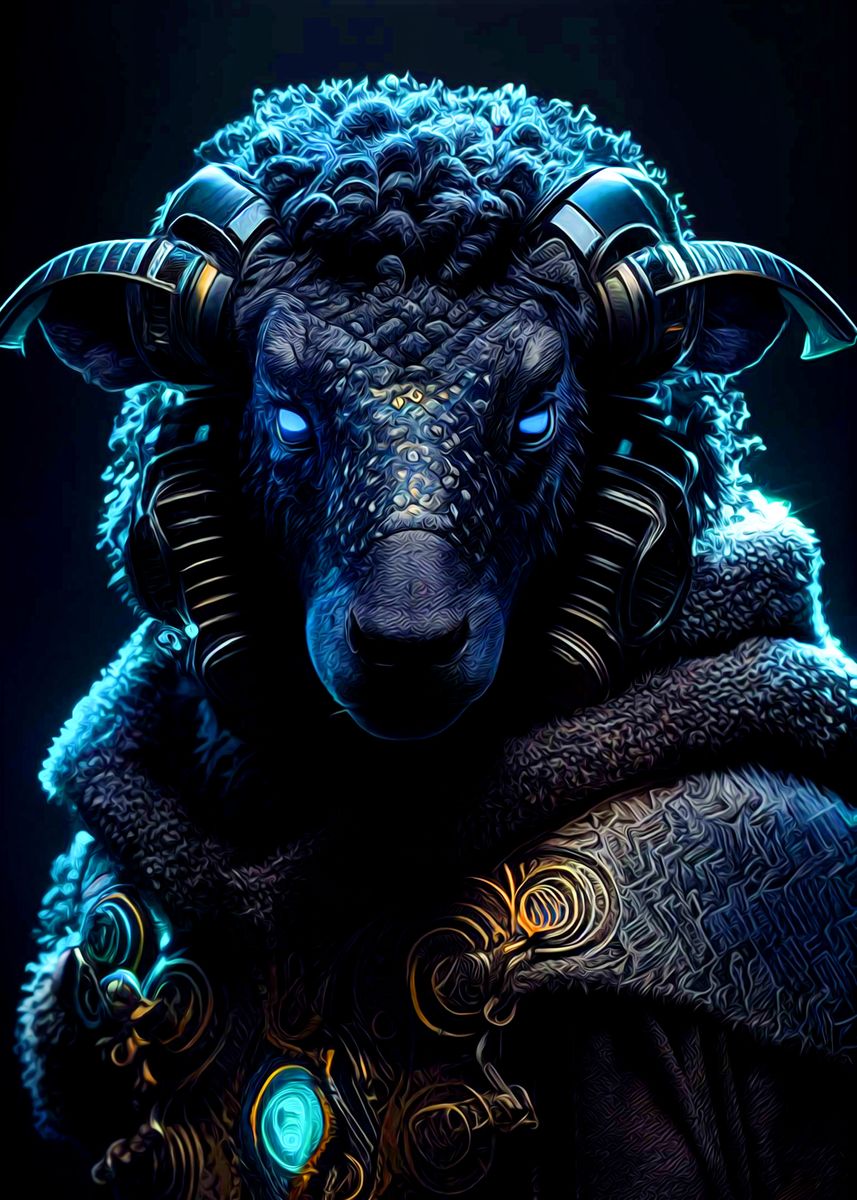 'Sheep Warrior' Poster, picture, metal print, paint by kins ral | Displate