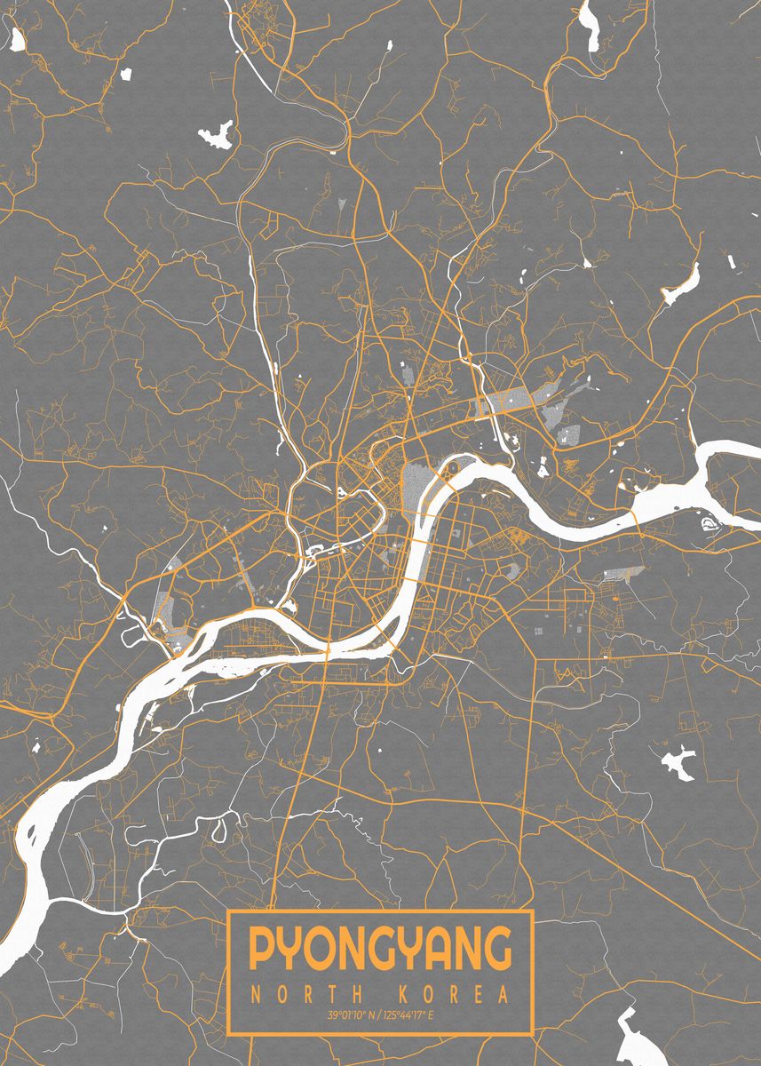 'Pyongyang City Map Bauhaus' Poster, picture, metal print, paint by ...
