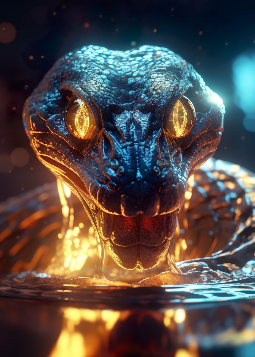 'Fire and Ice Snake' Poster, picture, metal print, paint by ...