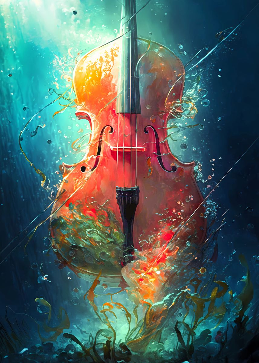 'Cello Music Ocean' Poster, picture, metal print, paint by JoshuaMMoody ...