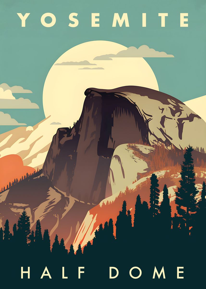 'Yosemite Half Dome ' Poster, picture, metal print, paint by ...