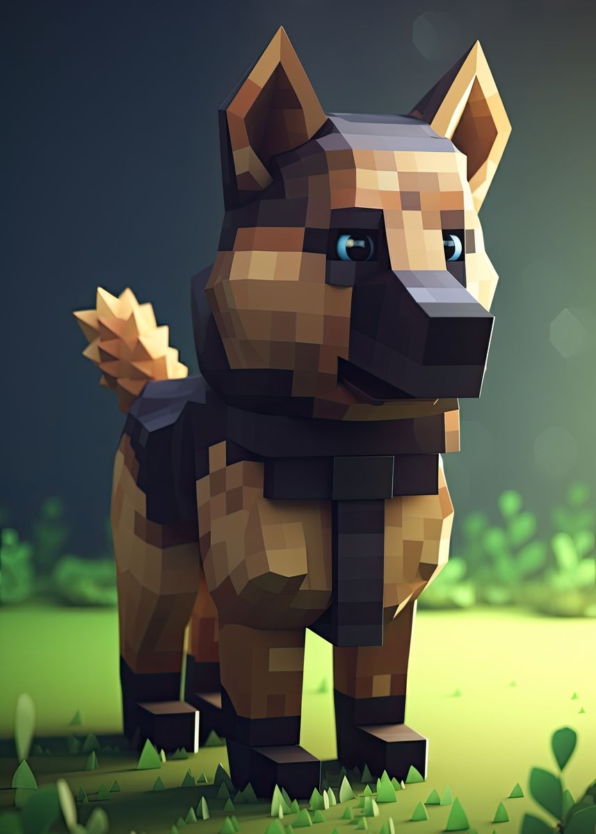 'German Shepherd 8bit' Poster, picture, metal print, paint by PetPrints | Displate