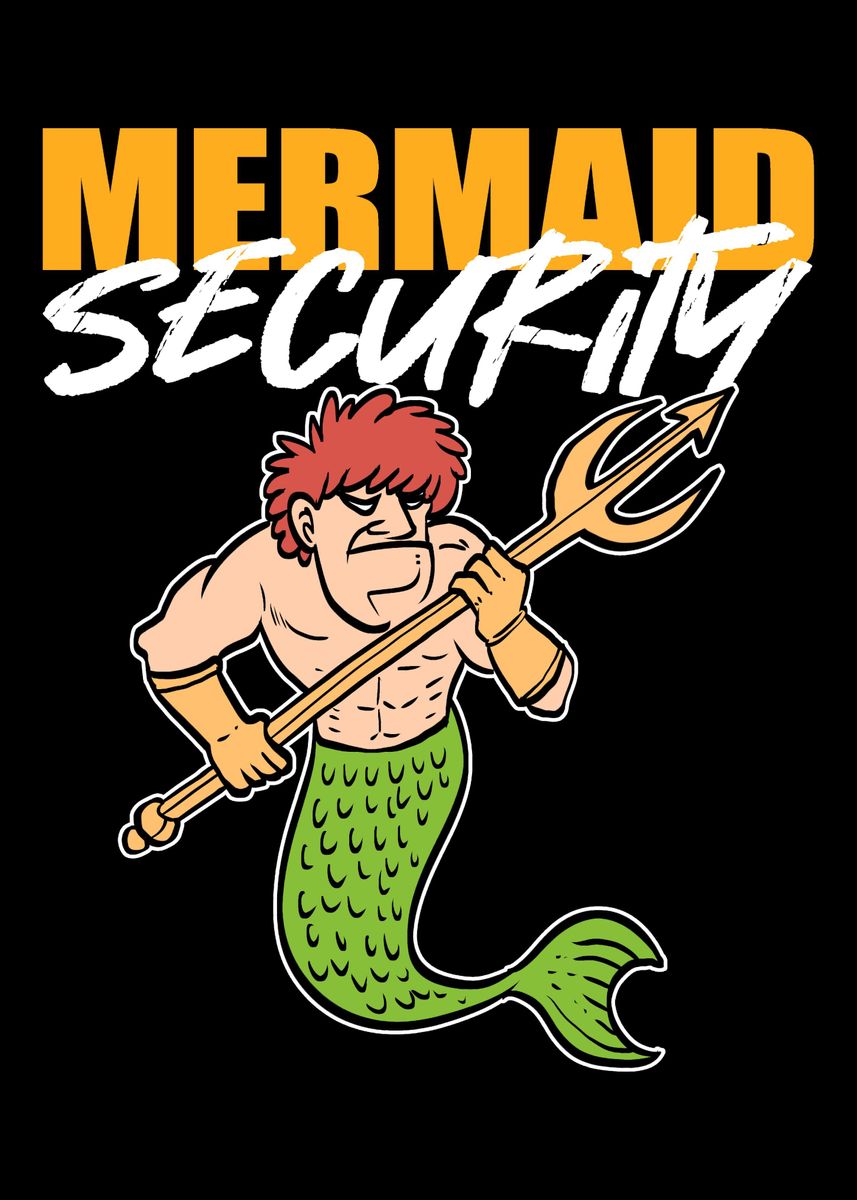 'Mermaid Security Lifeguard' Poster, picture, metal print, paint by ...