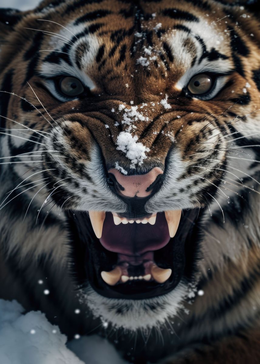 'Fierce Tiger Encounter' Poster, picture, metal print, paint by ...