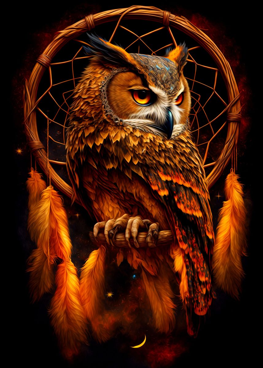 'Dreamcatcher Owl' Poster, picture, metal print, paint by culinal dual ...