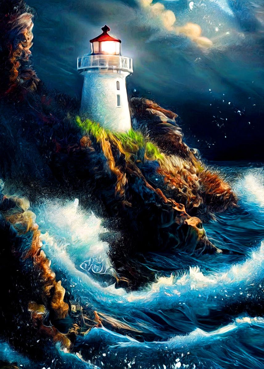 'Lighthouse' Poster, picture, metal print, paint by Will Henty | Displate