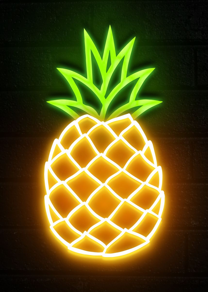 'Pineapple fruit neon sign' Poster by Kitty Kit | Displate