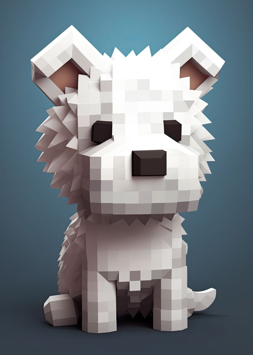 'Westie 8bit Pixel ' Poster, picture, metal print, paint by PetPrints | Displate