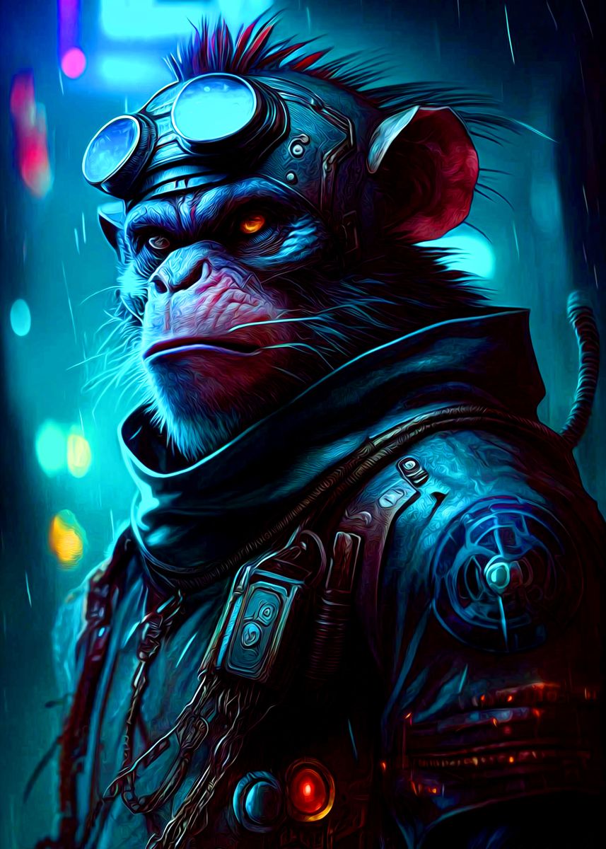 'Monkey Warrior' Poster, picture, metal print, paint by kins ral | Displate