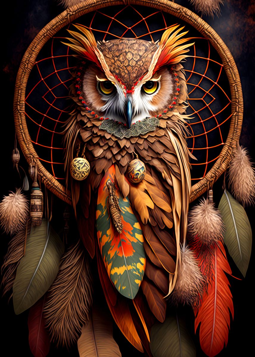 'Dreamcatcher Owl' Poster, picture, metal print, paint by culinal dual ...