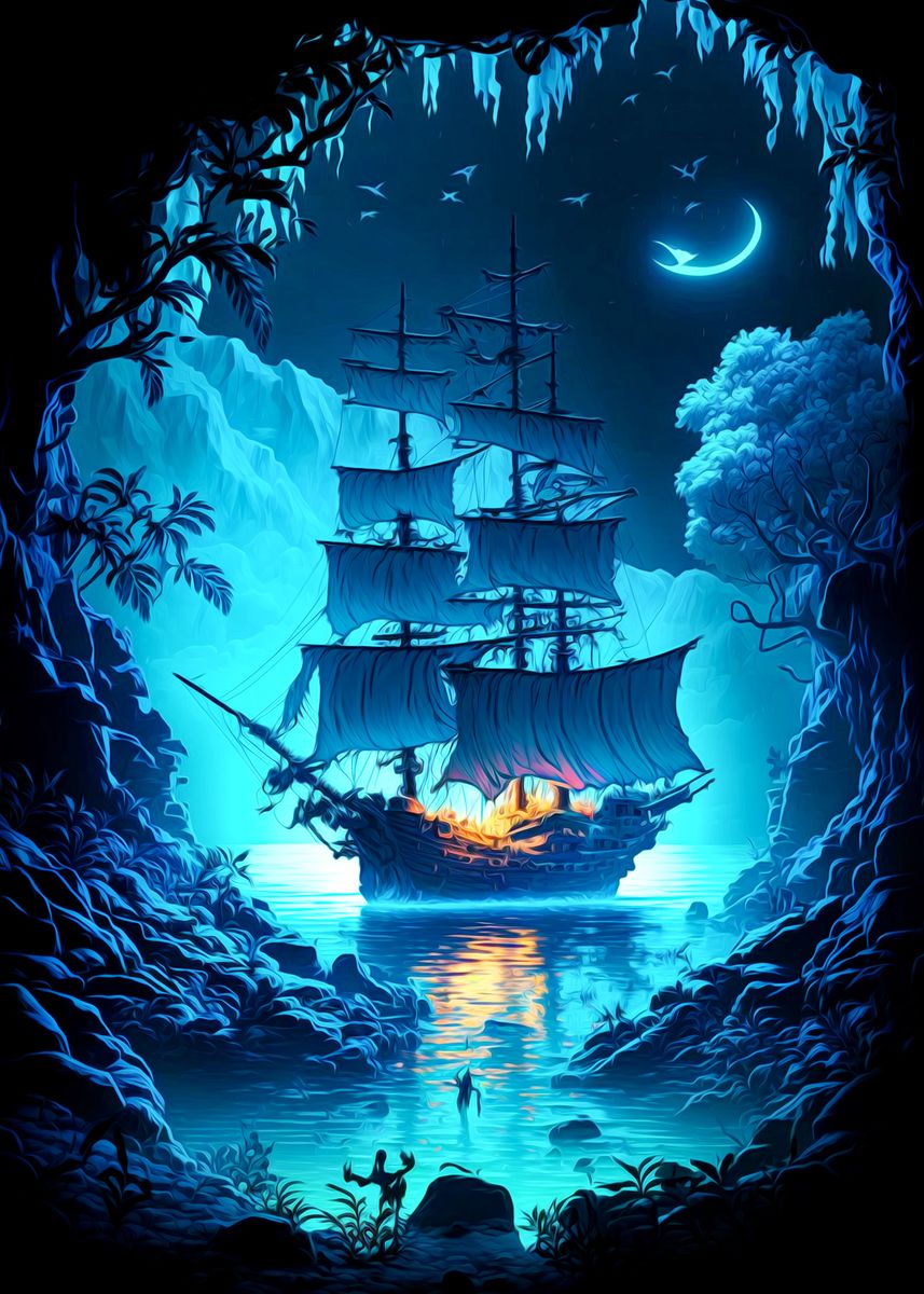 'Ocean Ship' Poster, picture, metal print, paint by javis lee | Displate